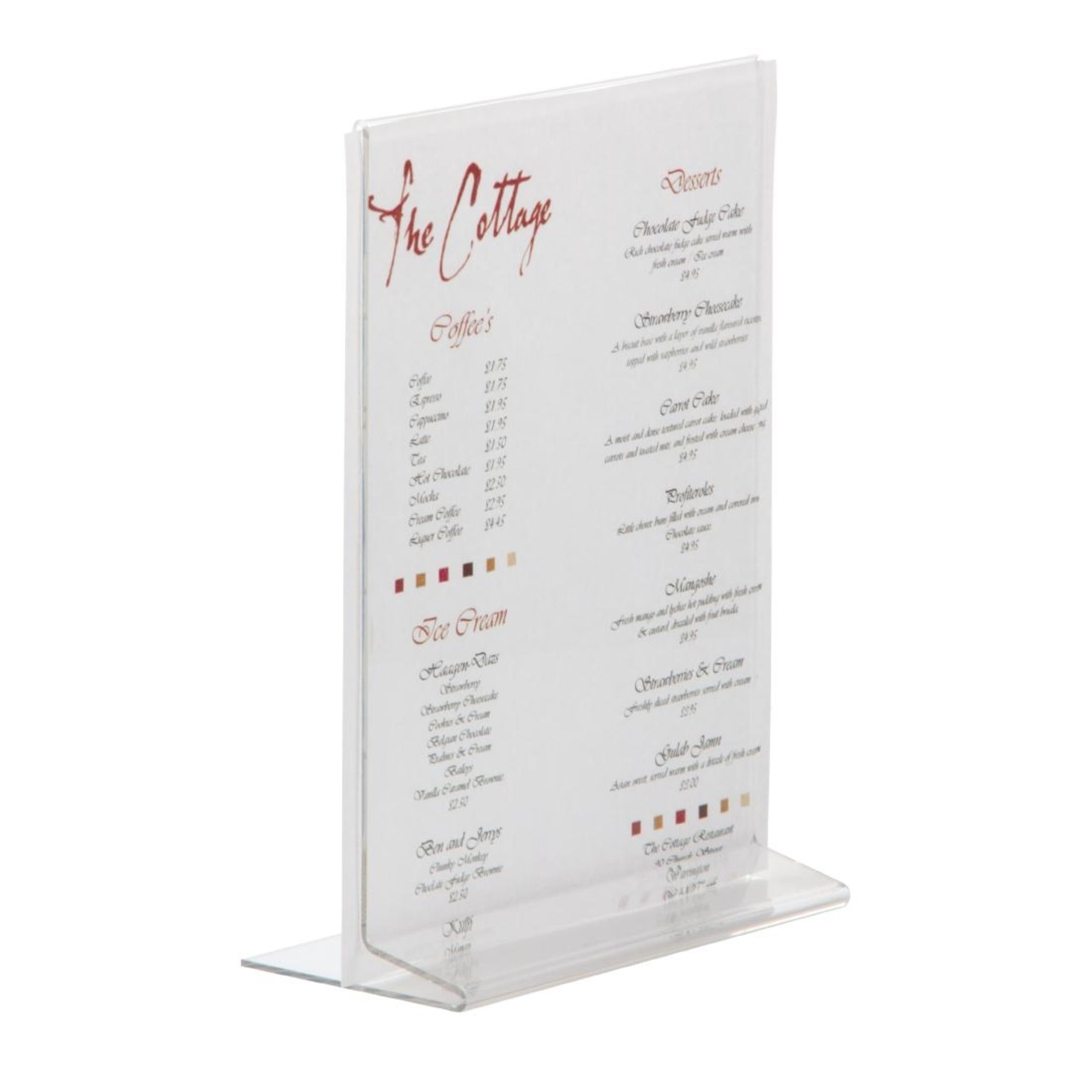 ACRYLIC MENU STAND A4 SIZE (8.5X11.5) |Hotelware Supplier | LCA Solutions